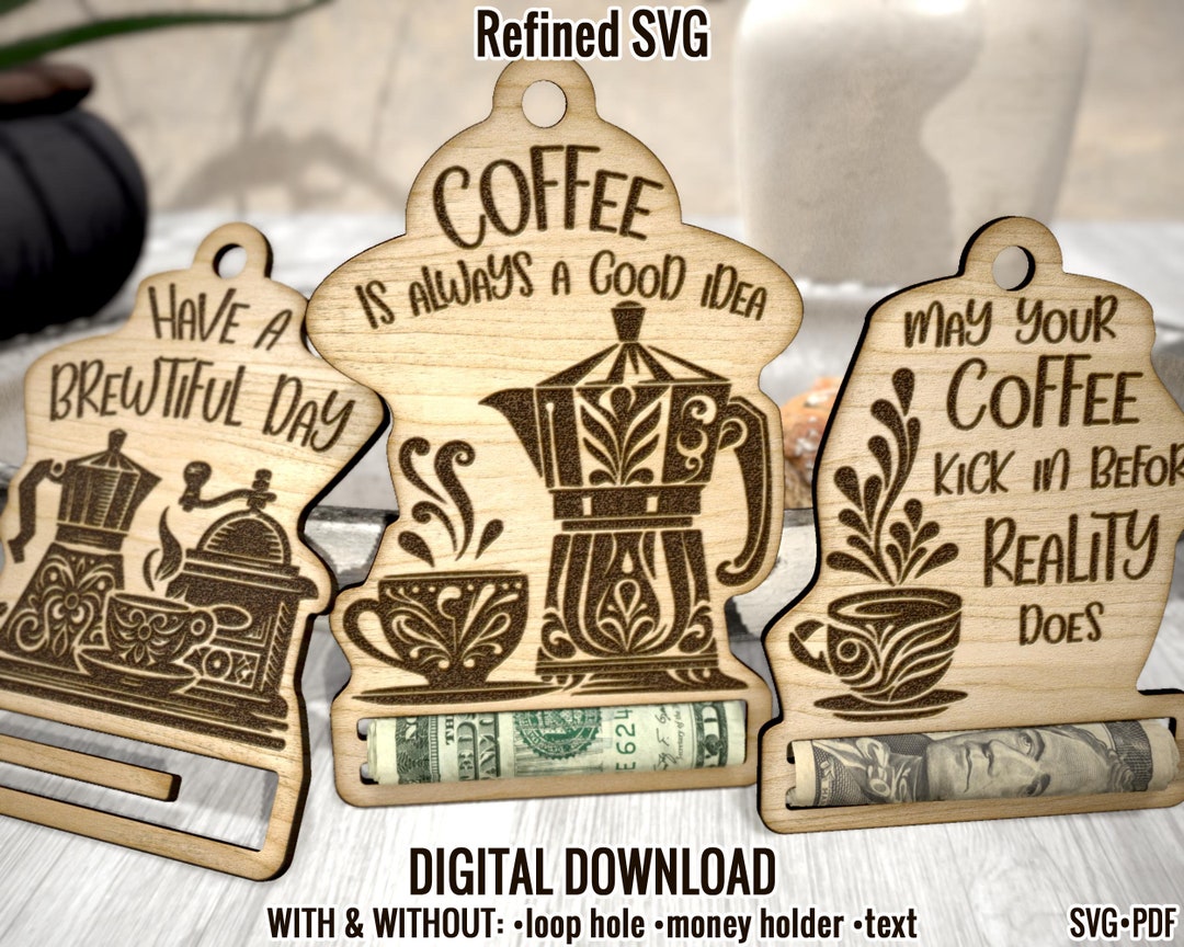 Coffee Money Holder SVG, 3 Coffee Money Clip SVG, Coffee Cash Holder ...