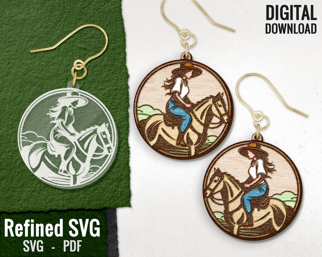 Riding a Horse Earring SVG, Western Earring SVG, Western Cut File ...