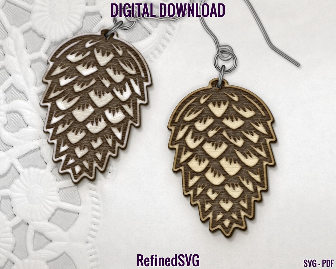 Pine Cone Earring SVG, Pine Wood Earring SVG, Winter Earring Cut Files ...