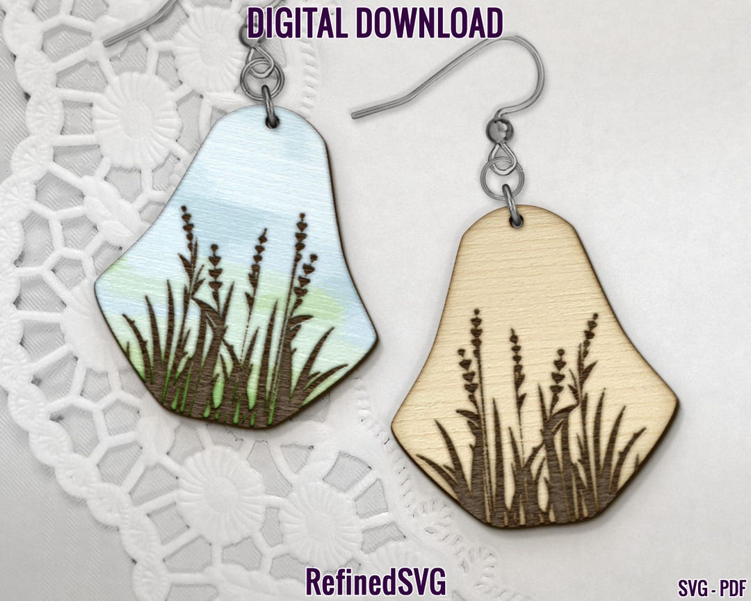 Reed Earring SVG: Laser Cut Botanical Jewelry Design (digital Cut File ...