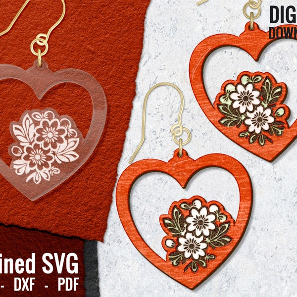 Heart Earrings Svg - Etsy