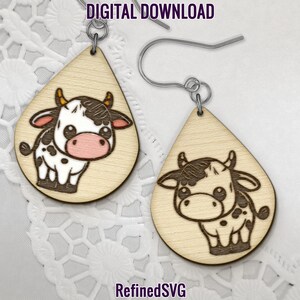 Cute Cow Earring SVG Bundle, 8 Cute Cow Earring Files, Cow Earring SVG ...