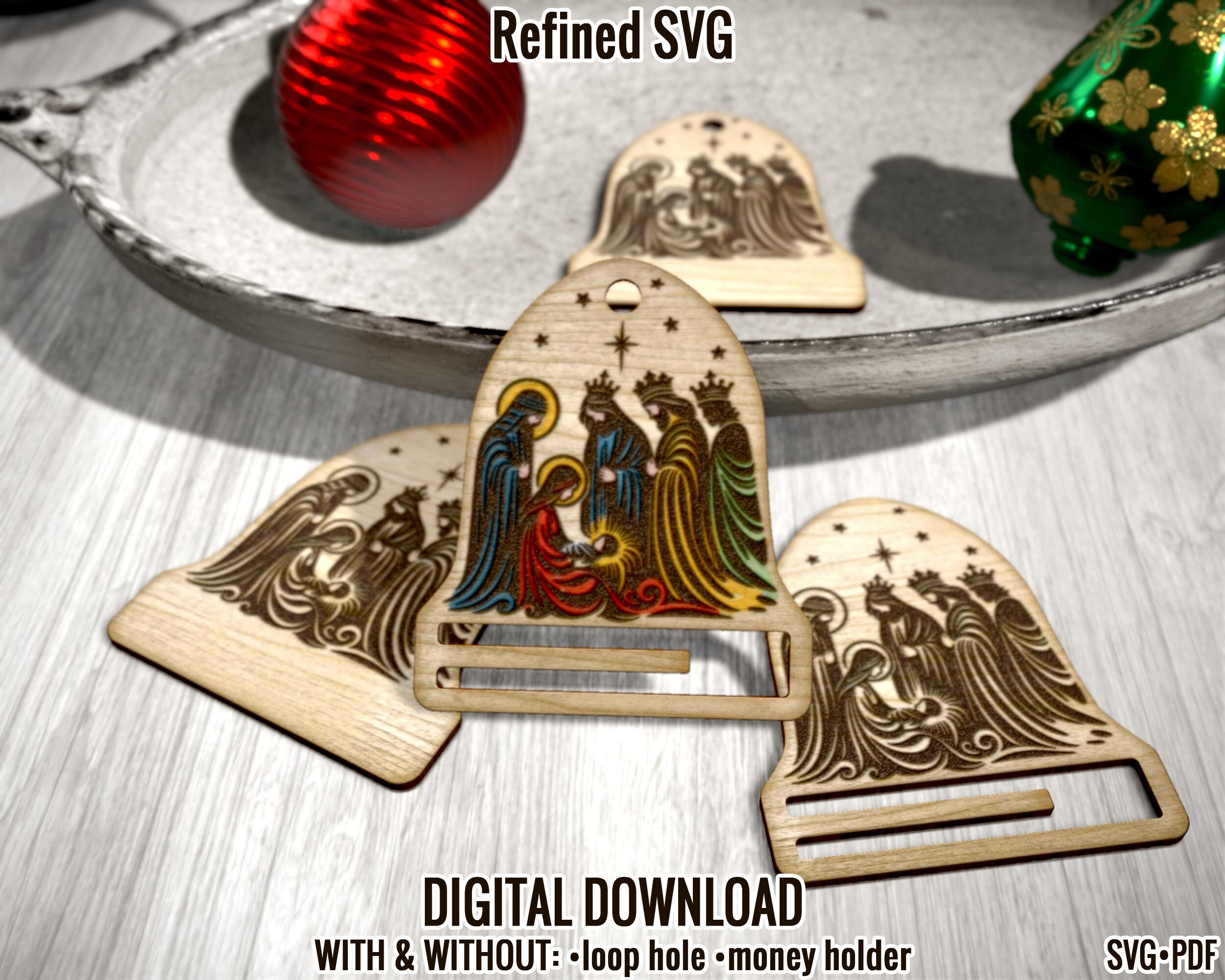 Nativity Money Holder SVG, 3 Christmas Money Clip SVG, Manger Cash ...