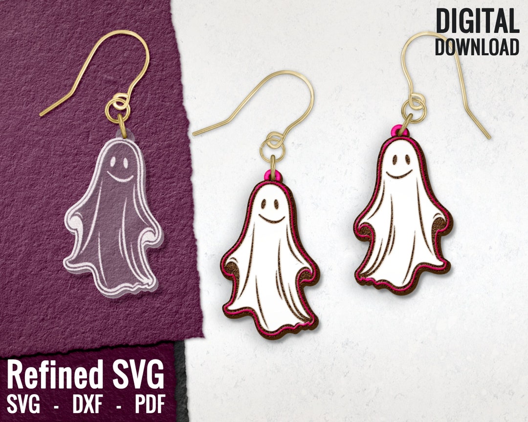 Ghost Earrings SVG: Halloween Laser Cut File (digital Download) - Etsy