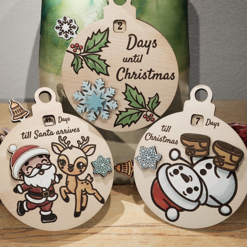 Days Till Christmas Ornament Laser Cut Files, Christmas Countdown SVG ...
