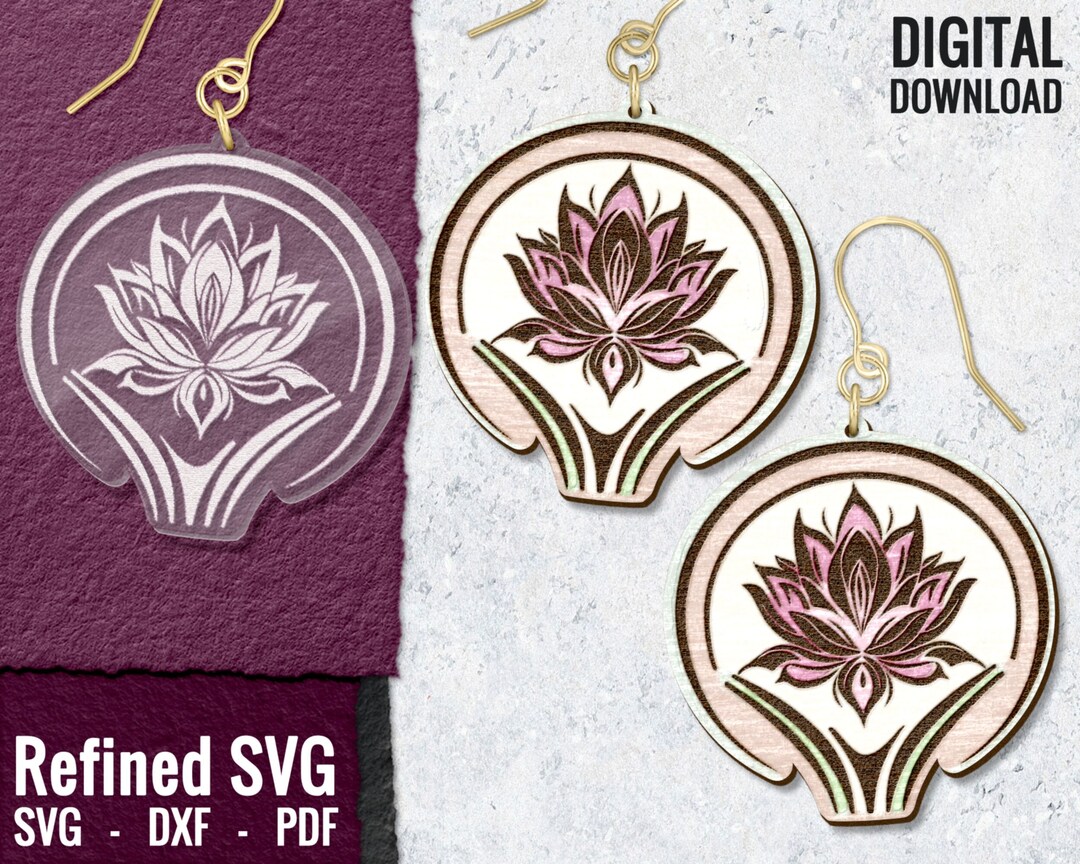 Lotus Flower Earring SVG Lotus Acrylic Earring SVG Spiritual - Etsy