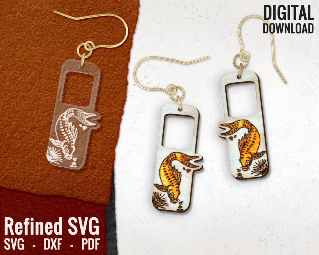 Goldfish Earring SVG, Fish Laser Cut File, Sea Life Laser Earring File ...