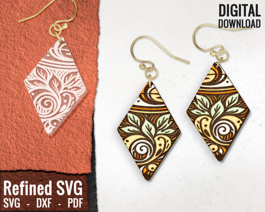 Geometric Earring SVG, Boho Acrylic Earring SVG, Midcentury Modern Wood ...