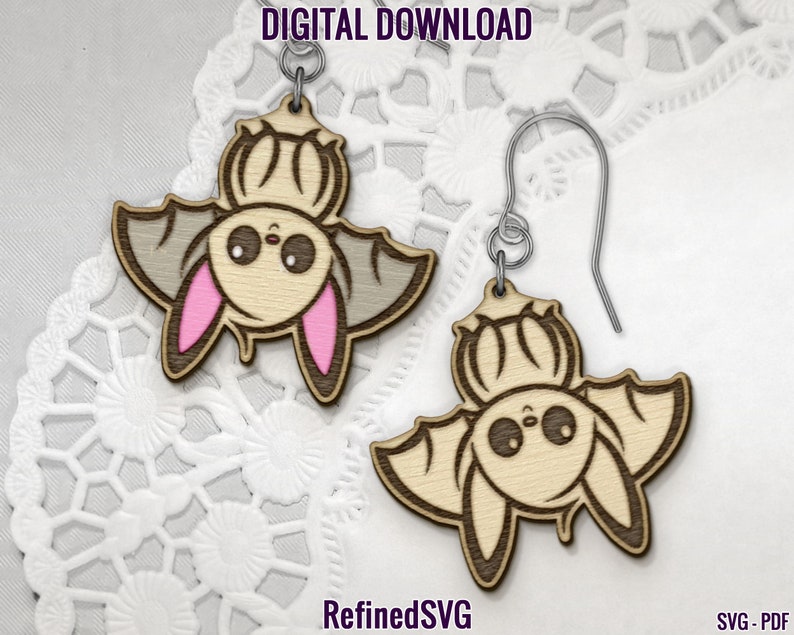 Bat Earrings SVG Bundle: Halloween Laser Cut Files (PDF, SVG) - Etsy