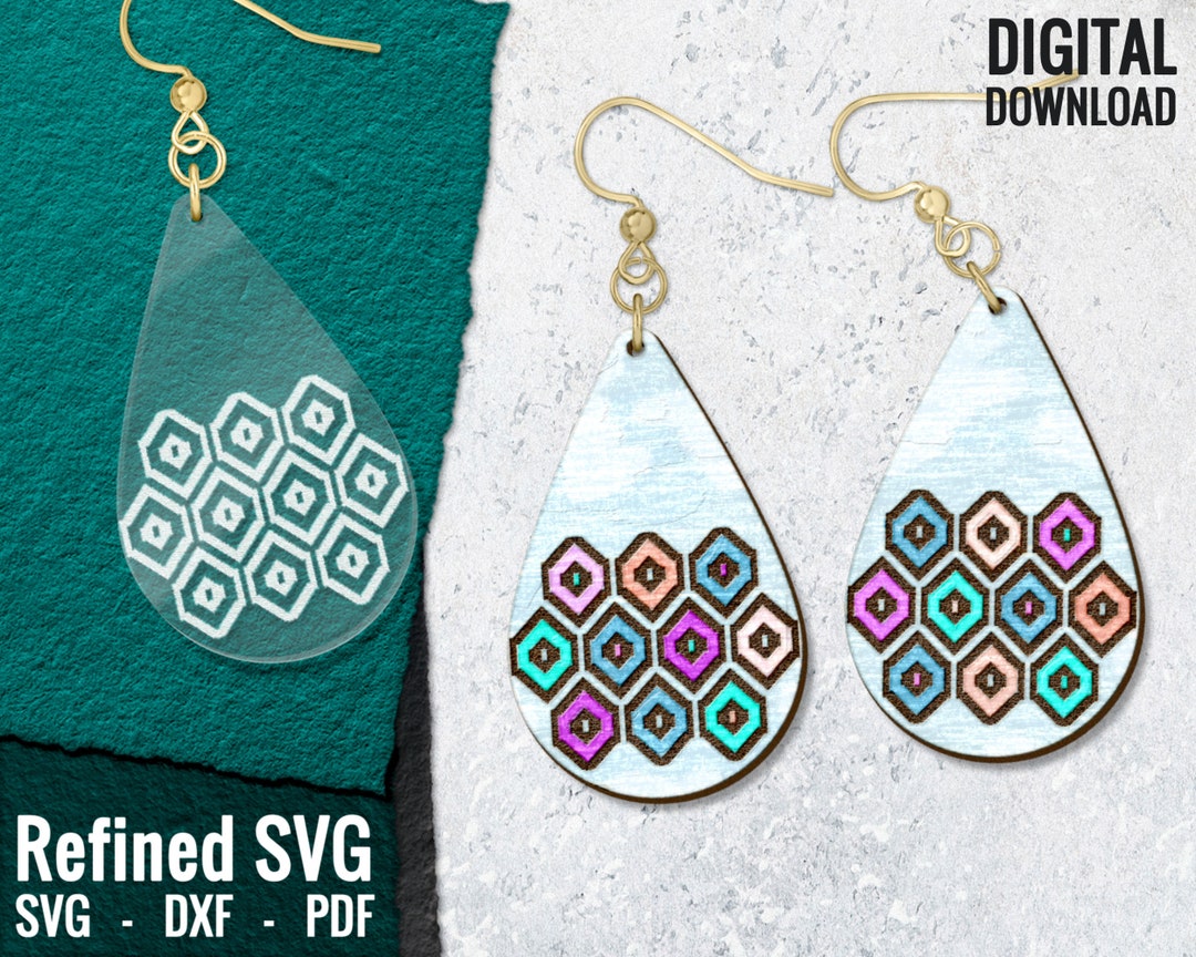 Geometric Earring SVG, Trendy Laser Engraved Earring Files, Glowforge ...