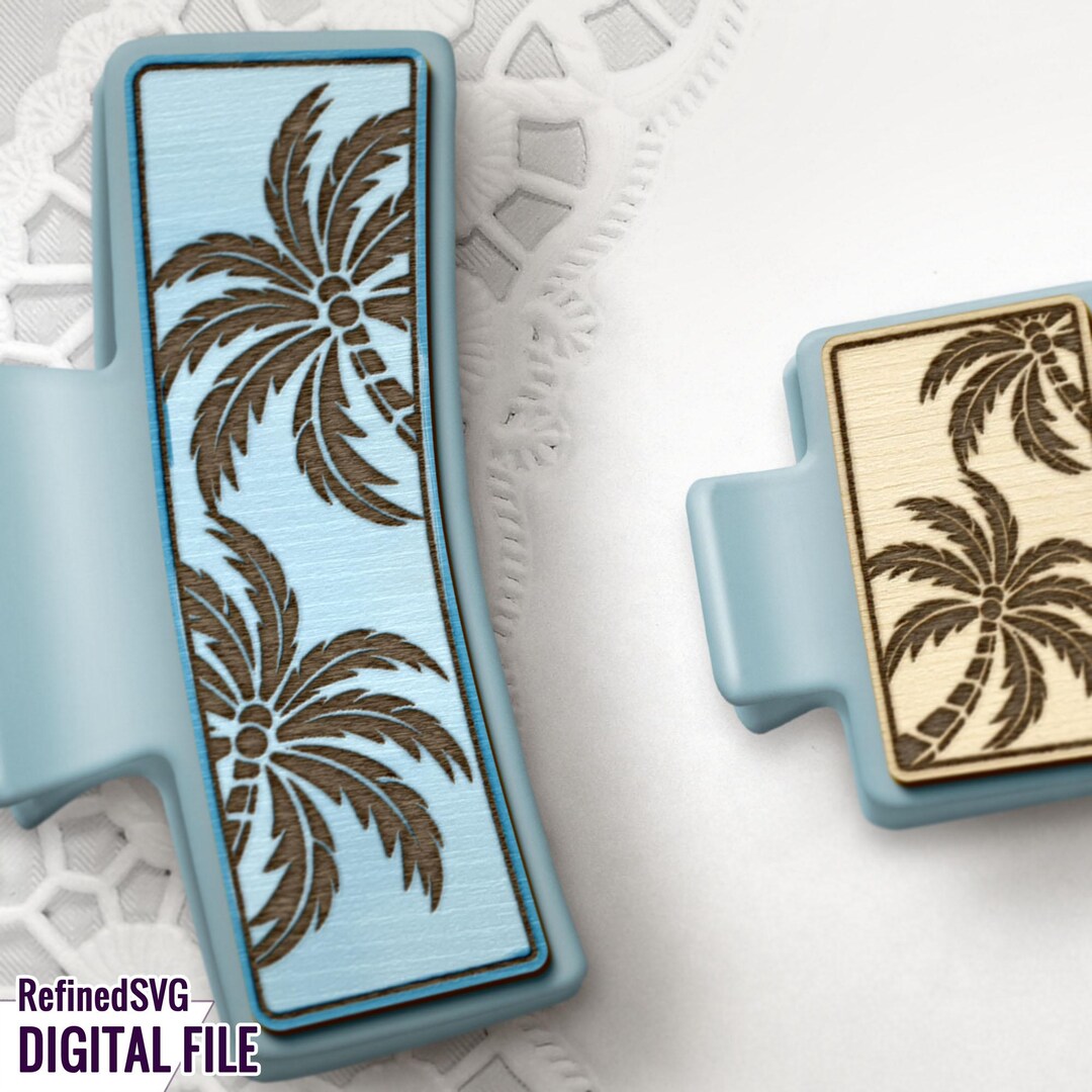 Palm Tree Hair Clip SVG: Laser Cut Vector Design (digital Download ...