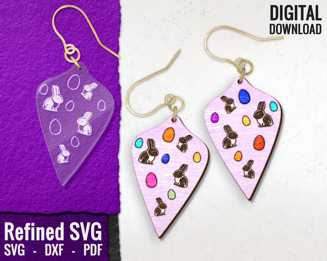 Easter Rabbits Earring SVG, Bunny Easter Earring Files, Rabbit Wood ...