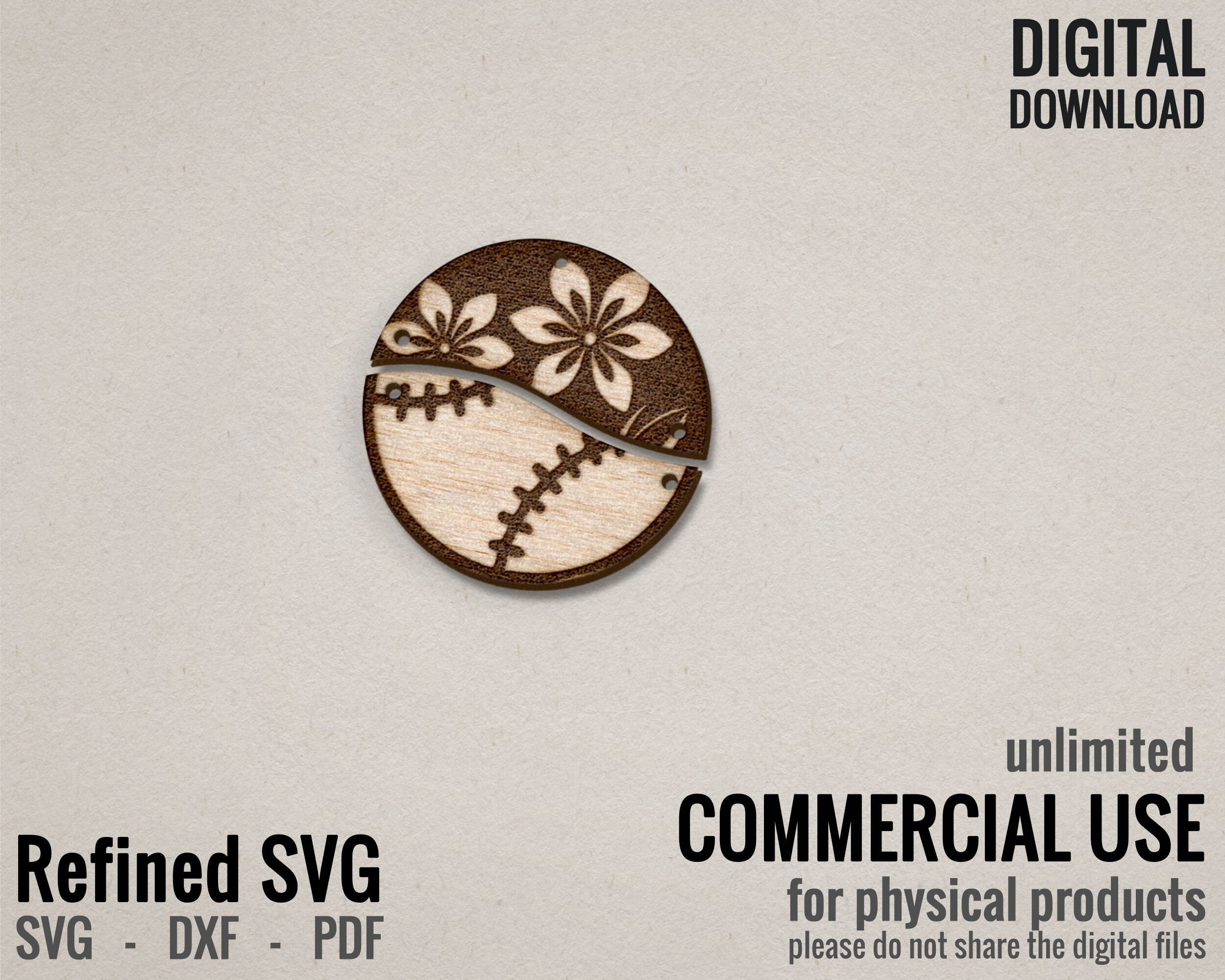 Baseball Flower Earring SVG Baseball Flower Earrings Files - Etsy