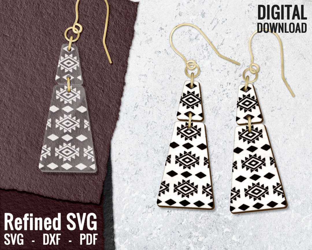 Trendy Boho Earring SVG, Modern Abstract Laser Earring File, Modern ...