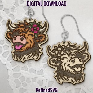 Cute Cow Earring SVG Bundle, 8 Cute Cow Earring Files, Cow Earring SVG ...