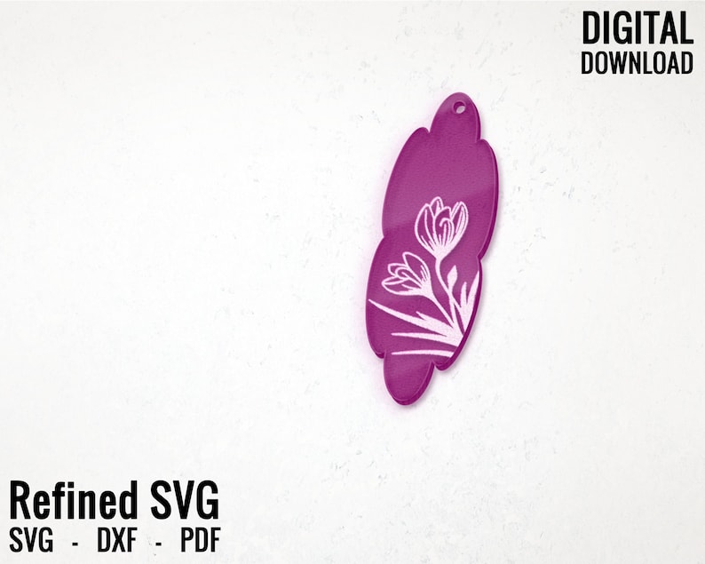 Crocus Earring SVG Flower Laser Engraved Earring Files - Etsy