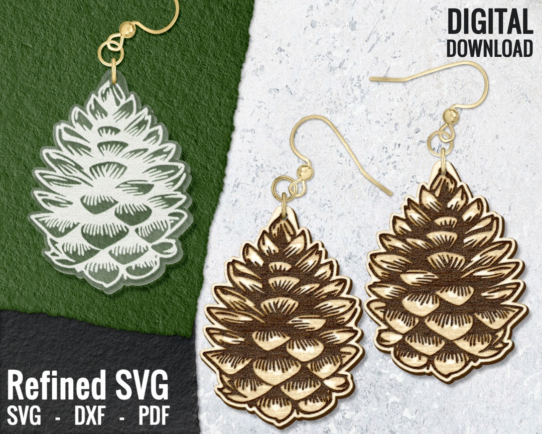 Cone Earring SVG, Cone Tree Laser Engraved Files, Winter Earring File ...