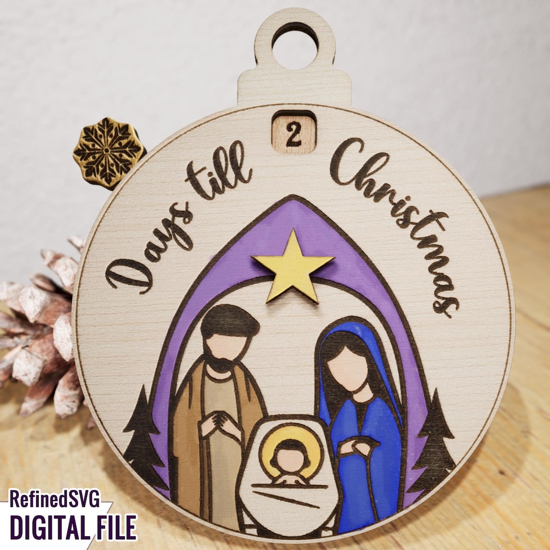 Nativity Christmas Countdown SVG: Laser Cut Advent Calendar, Days Till ...