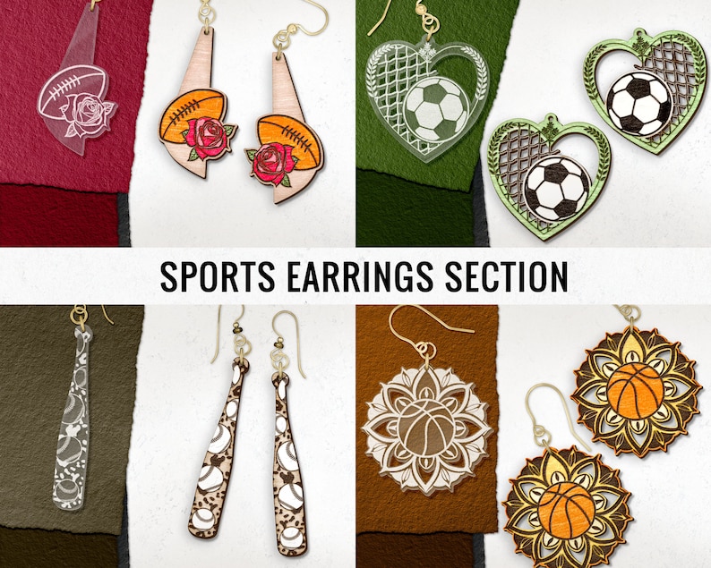 Heart Football Earring SVG: Laser Cut Files (digital Download) - Etsy