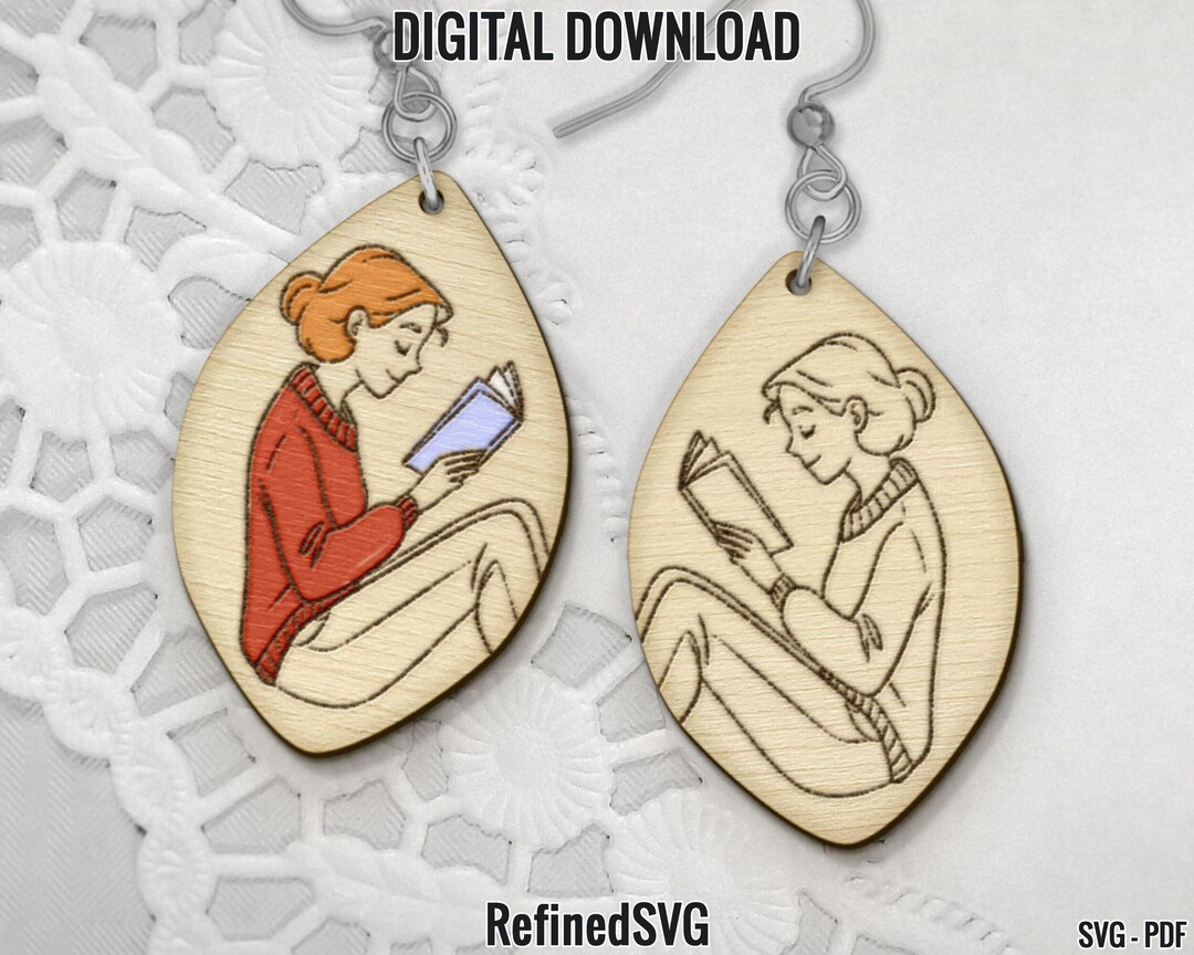 Reading Books Earring SVG, School Earrings Files, Books Earring Dangle ...