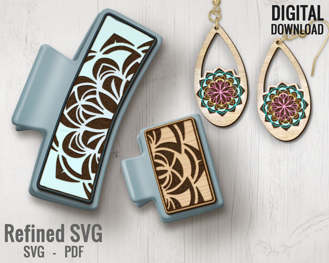 Mandala Hair Clip & Earring Laser Cut File Set (SVG, PDF) - Etsy UK