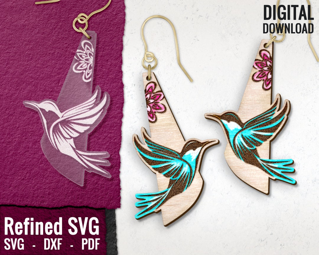 Bird Earring SVG, Bird Laser Cut Earring File, Animal Wood Earring SVG ...