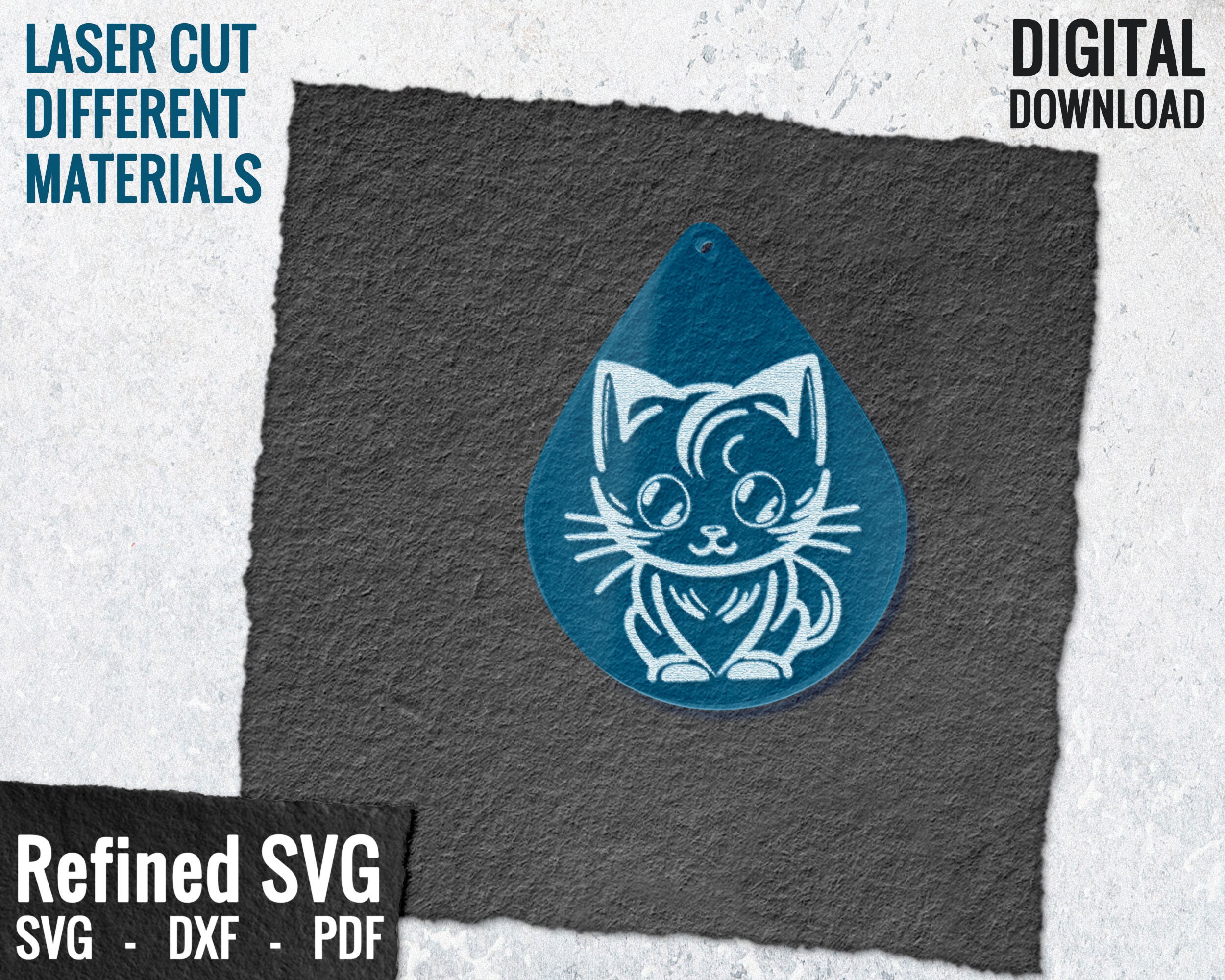 Cat Earring SVG Cute Cat Cutting Machine File Craft Machine - Etsy