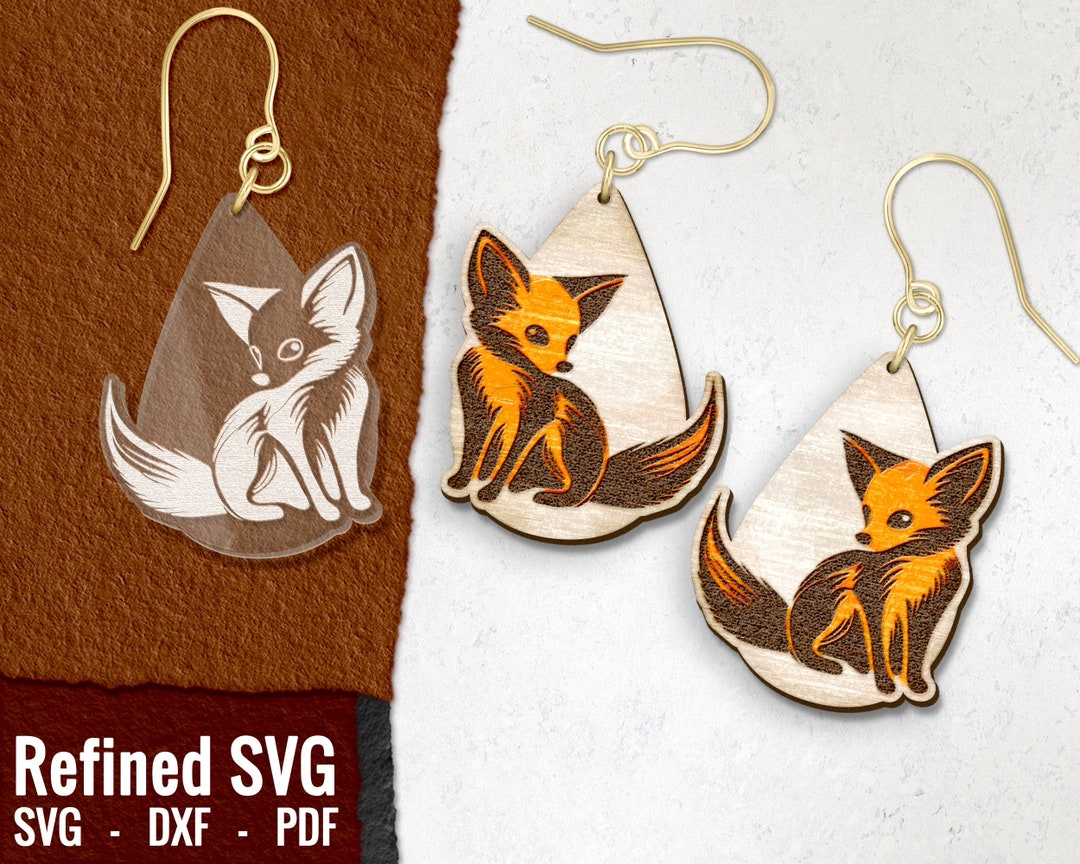 Fox Earring SVG, Animal Laser Cut File, Fox Laser Earring File, Wood ...