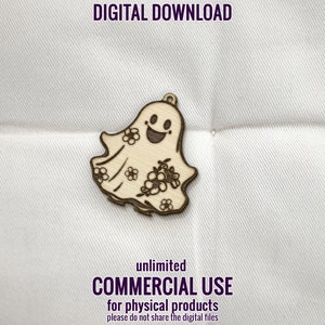 Floral Ghost Earrings SVG, Ghost Laser Earring File, Ghost With Flowers ...