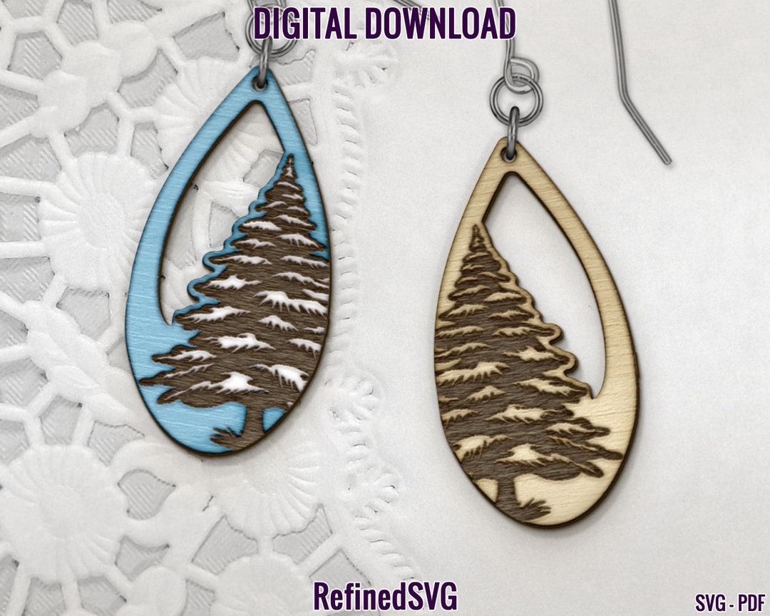 Winter Tree Earring SVG, Pine Wood Earring SVG, Winter Earring Cut ...