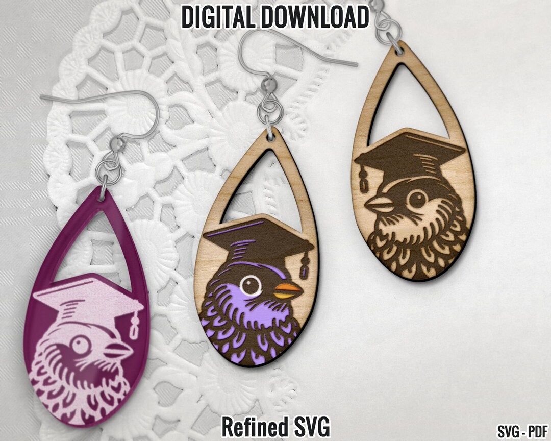 Graduation Earrings SVG, Grad Cap & Diploma Earring Cut Files SVG ...