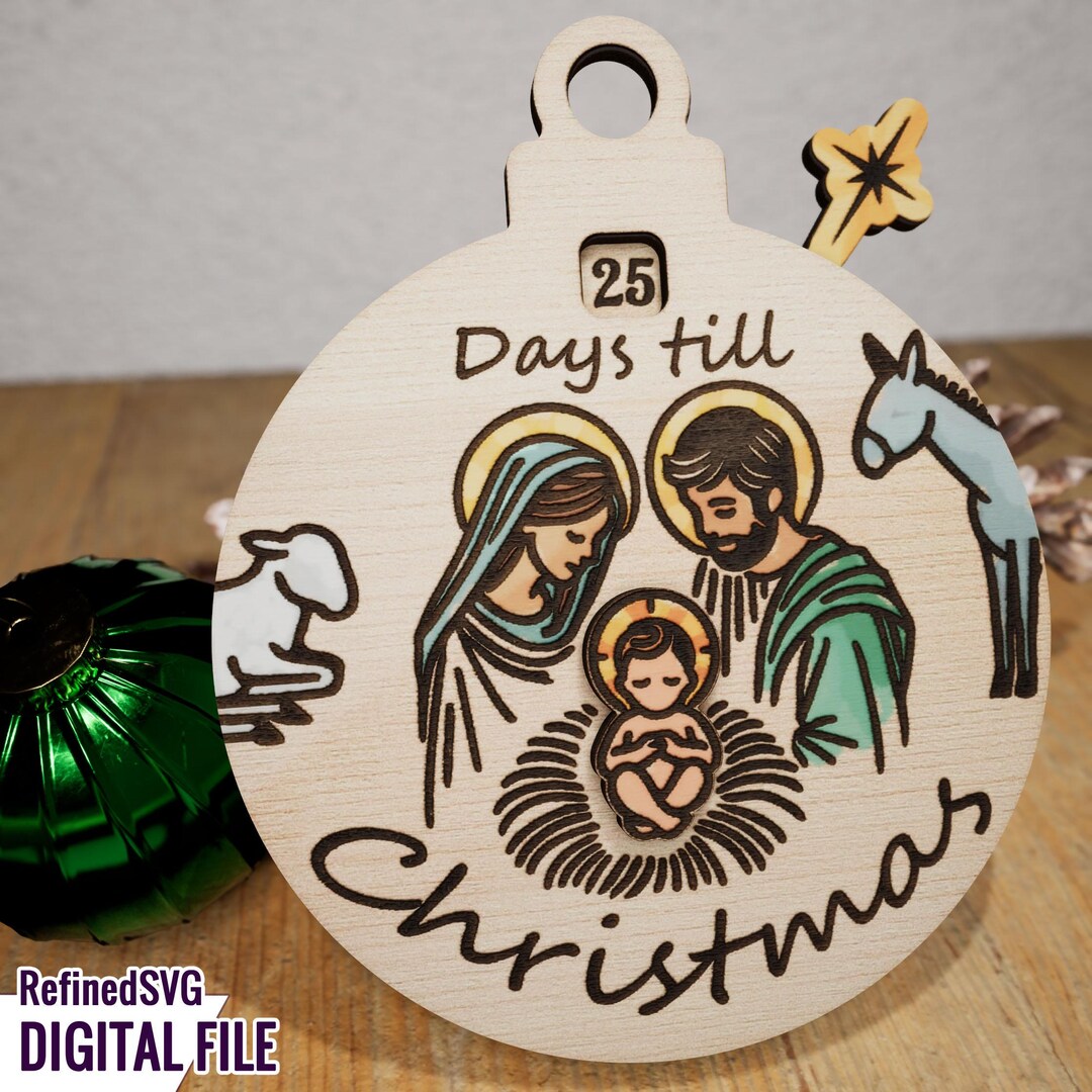 Nativity Christmas Countdown SVG: Laser Cut Advent Calendar (digital ...