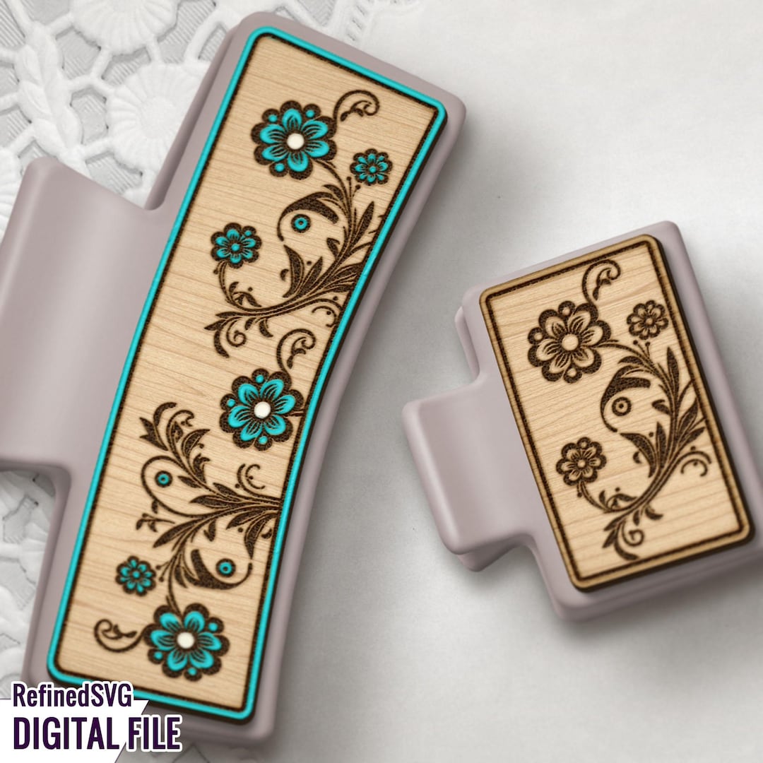 Floral Hair Claw SVG Laser Cut Template: Flower Accessory (digital ...