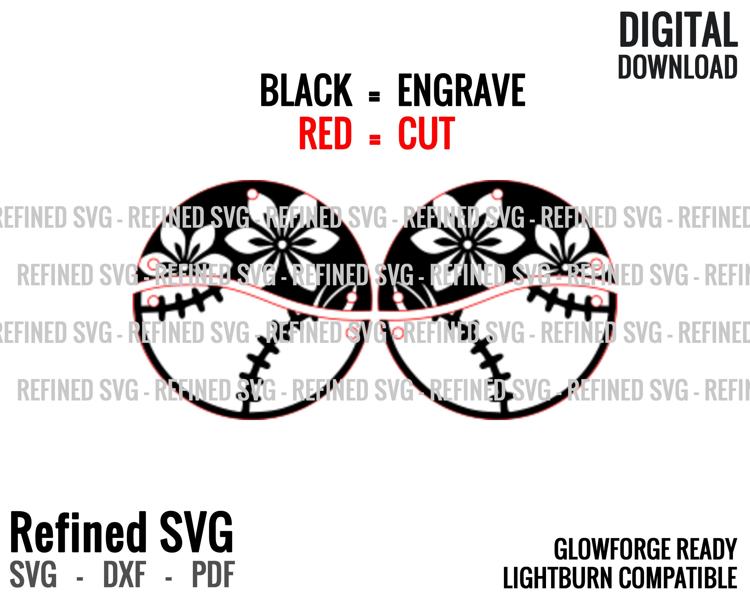 Baseball Flower Earring SVG Baseball Flower Earrings Files - Etsy