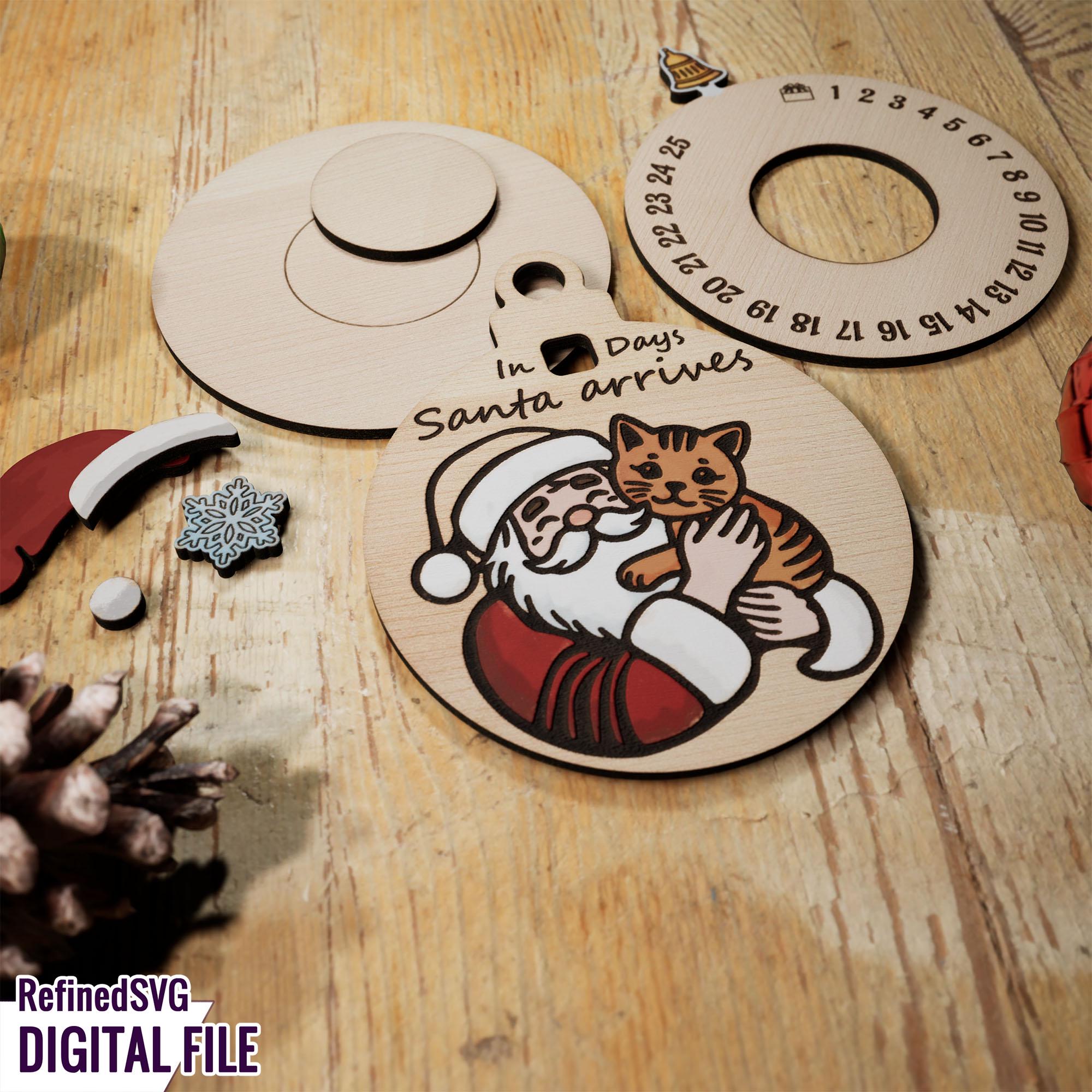 Santa Christmas Countdown SVG Bundle, Days Till Christmas Ornament ...