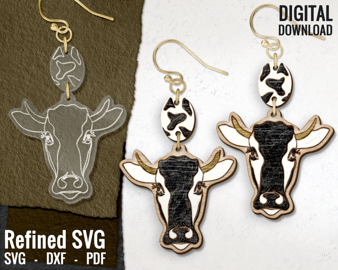 Cow Earrings SVG, Livestock Earring SVG, Cow Face Earrings SVG ...