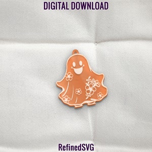 Floral Ghost Earrings SVG, Ghost Laser Earring File, Ghost With Flowers ...