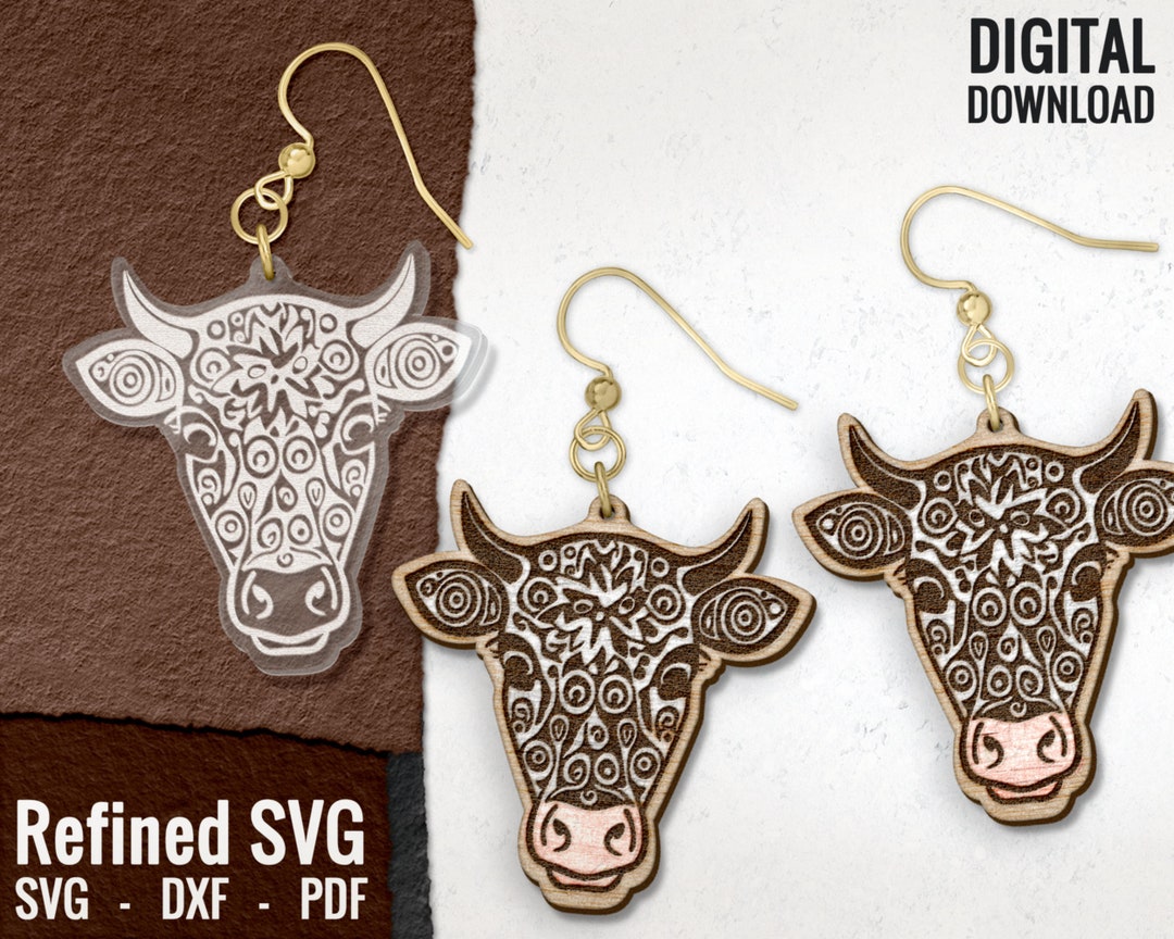 Cow Earring SVG, Cattle Laser Engraved Earring File, Livestock Laser ...