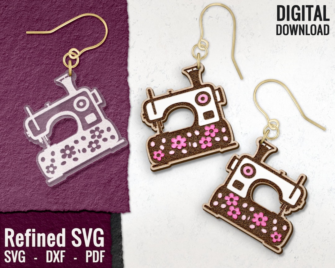 Sewing Machine Flower Earring SVG Laser Cut File (digital Download) - Etsy