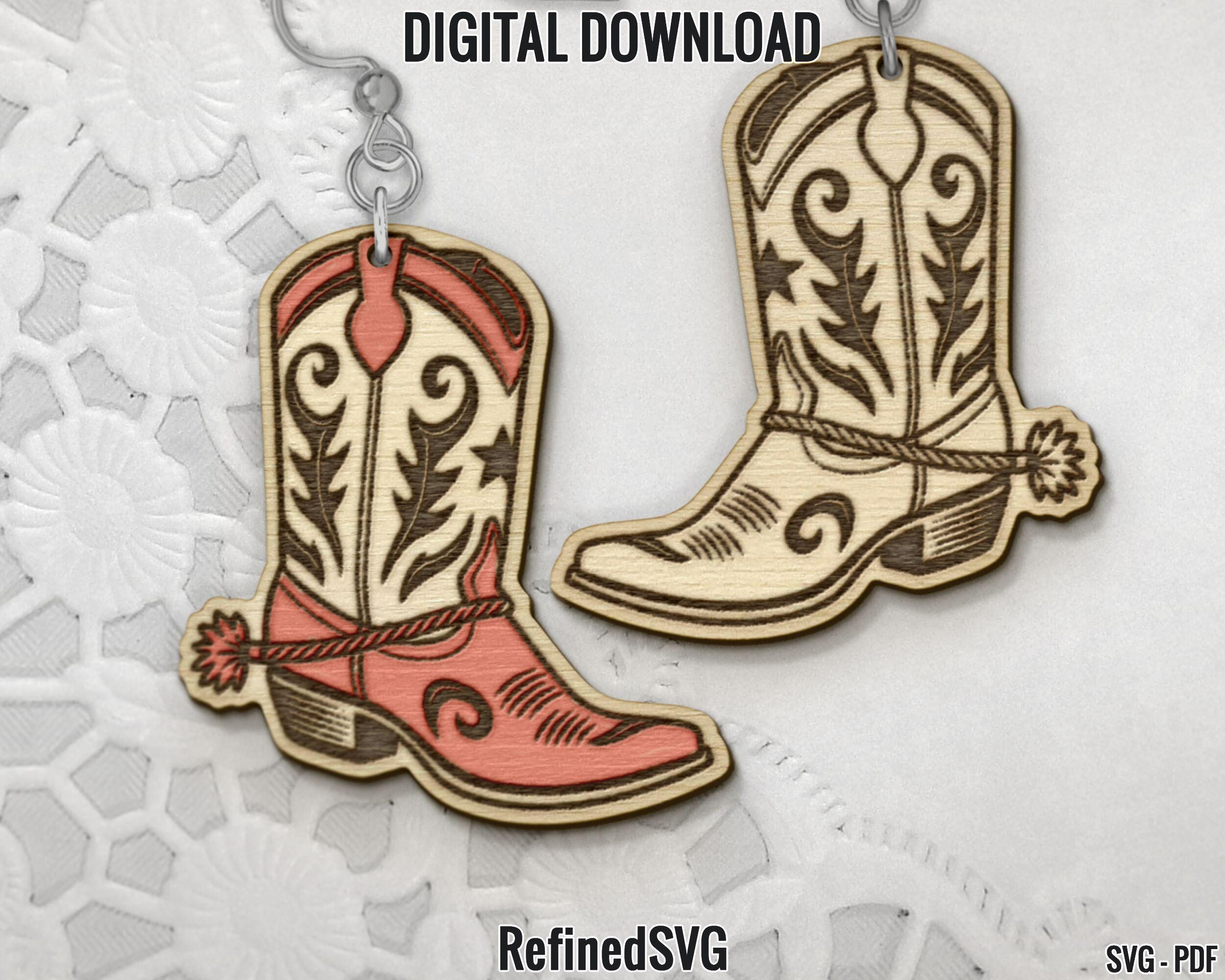 Cowboy Boots Earring SVG: Western Laser Cut File (digital Download) - Etsy