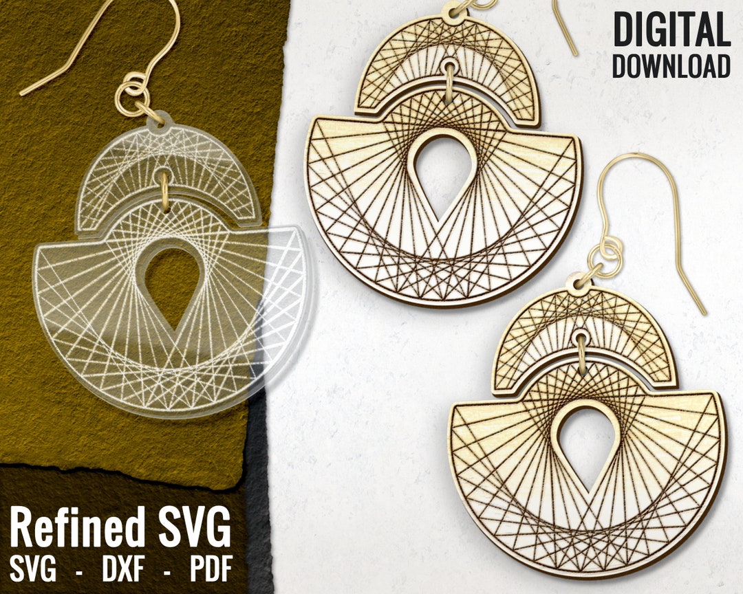 Boho Earring SVG, Geometric Laser Earring File, Geometric Wood Earring ...