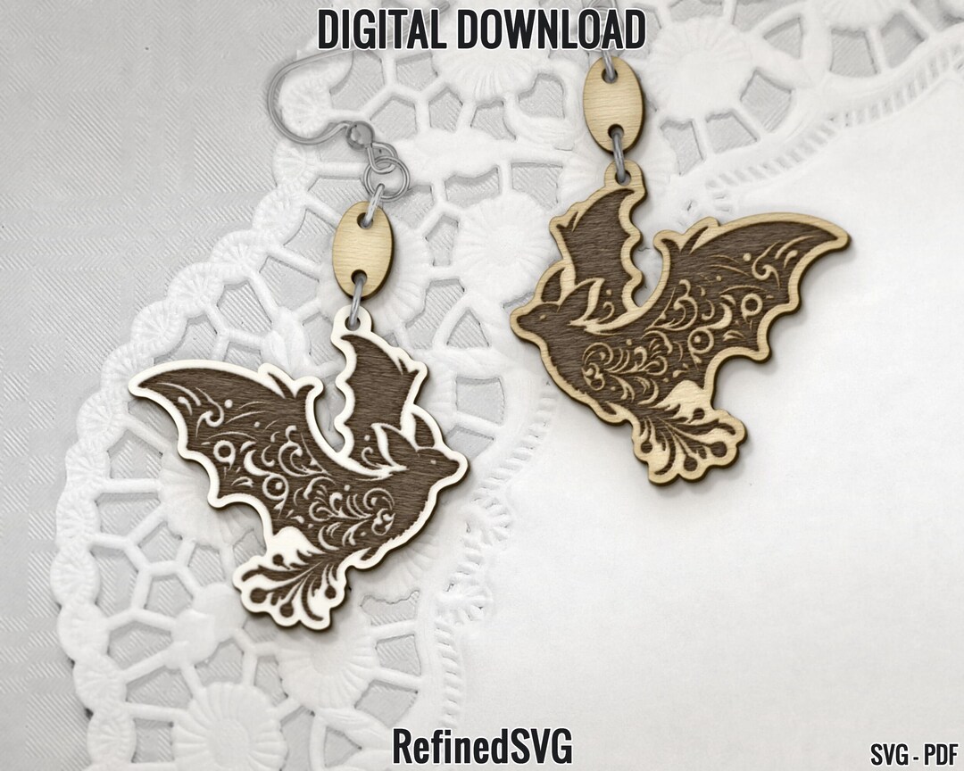 Flying Bat Earring SVG: Halloween Laser Cut File (digital Download) - Etsy