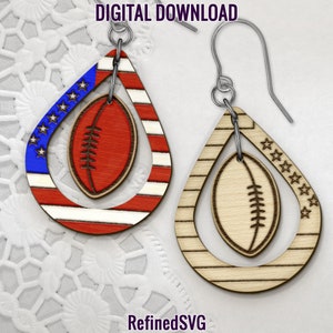 Football Earring SVG Bundle, 4 Football Earring Files, Sports Earring ...