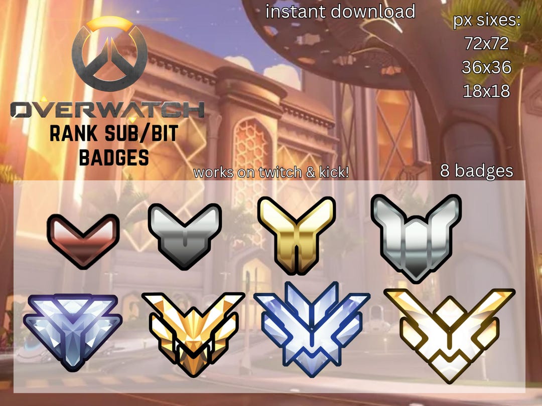 Overwatch Ranked Twitch/kick Sub/bit Badges - Etsy