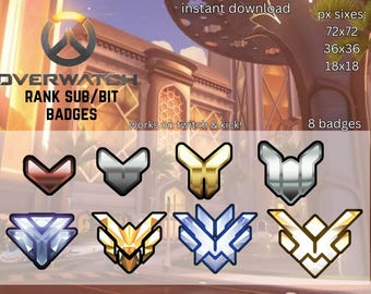 NEW - Overwatch 2 Rank Emotes & Sub Badges - Twitch Badge/emote Sub/bit ...