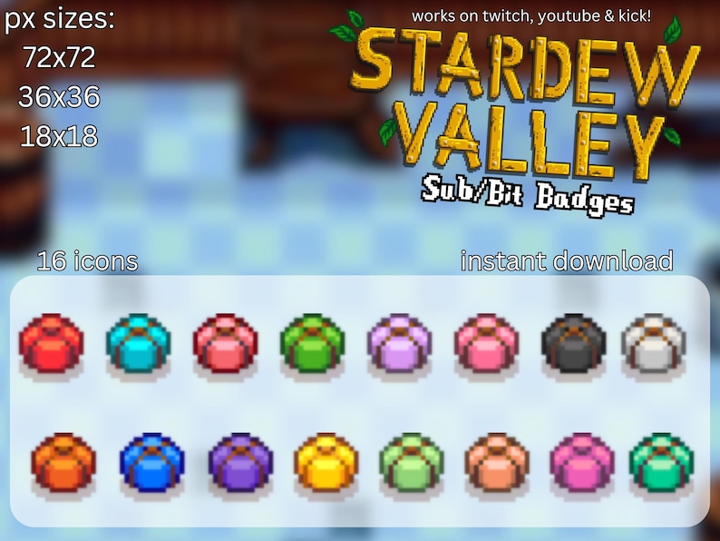 Cute Stardew Valley Community Center Bundle Sub/bit Badges for Twitch ...