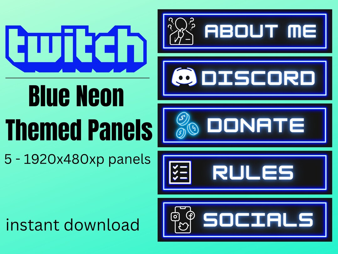 Neon Blue Twitch Panels - Etsy