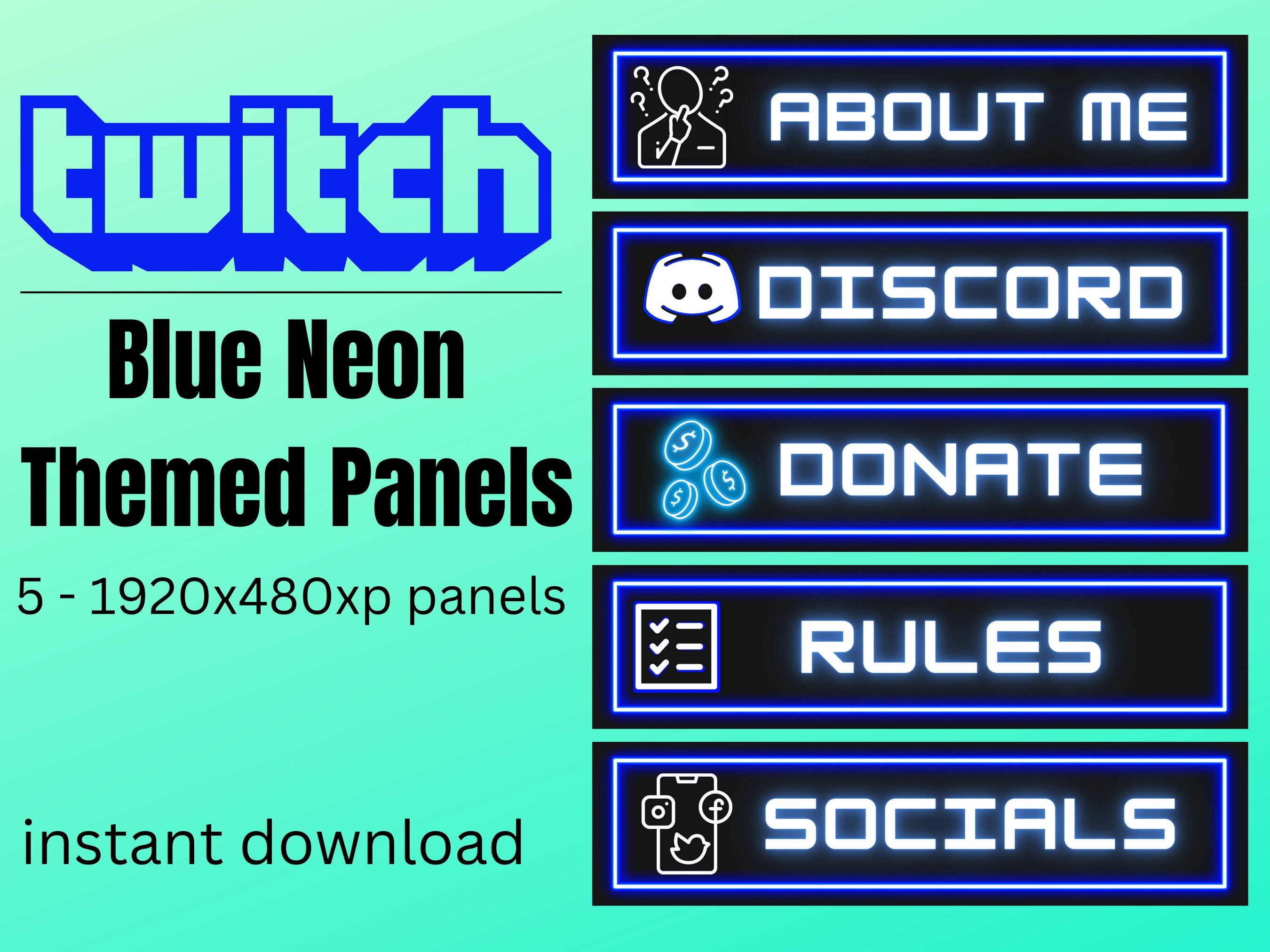 Neon Blue Twitch Panels - Etsy