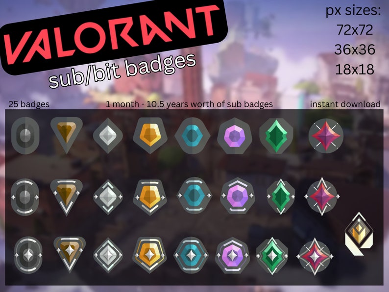 Valorant Ranked Icons Full Pack Sub/bit Badges for Kick/twitch - Etsy