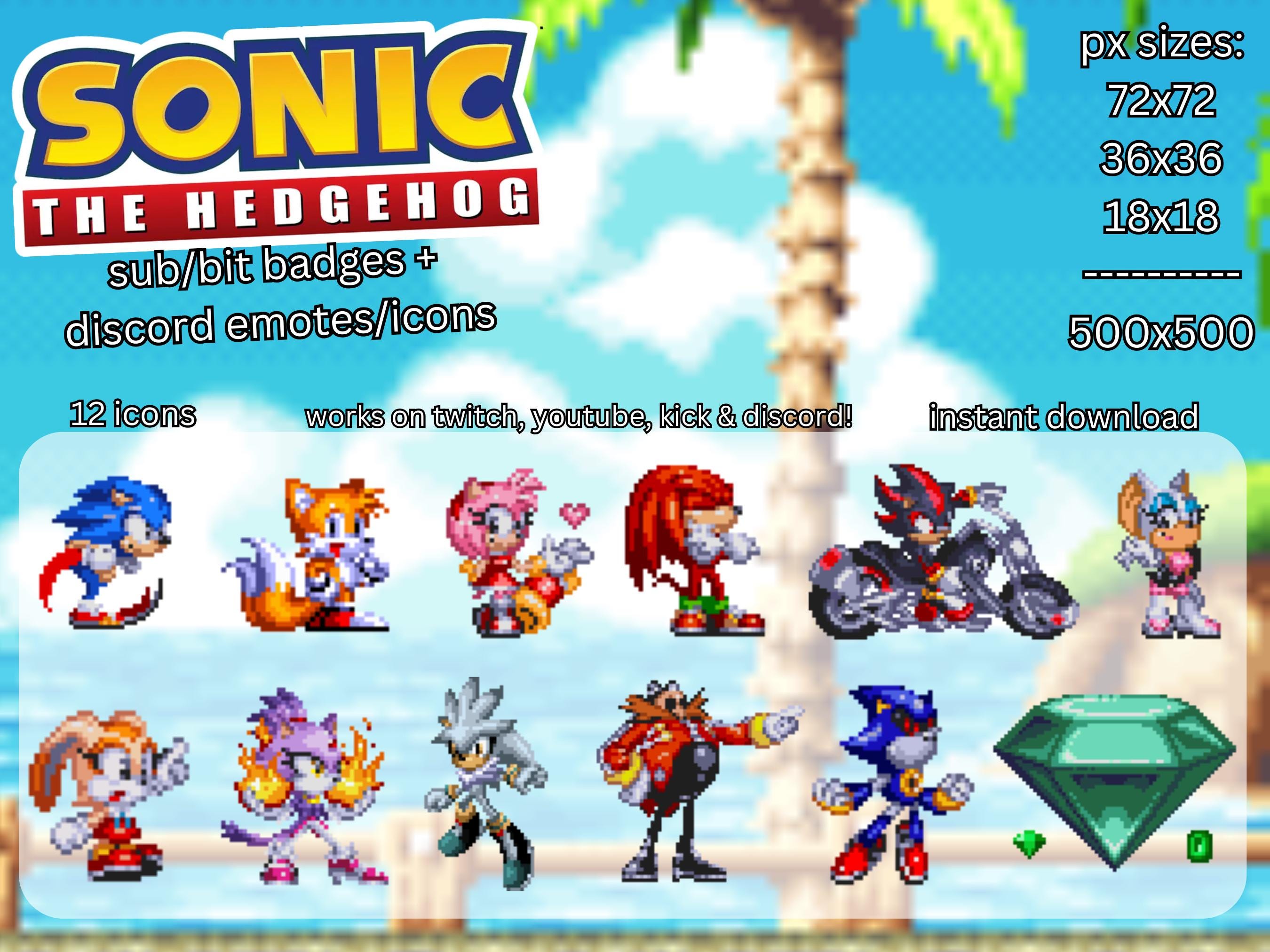 Pixel Sonic Badges: Twitch Sub/bit Icons + Discord Emotes (digital ...